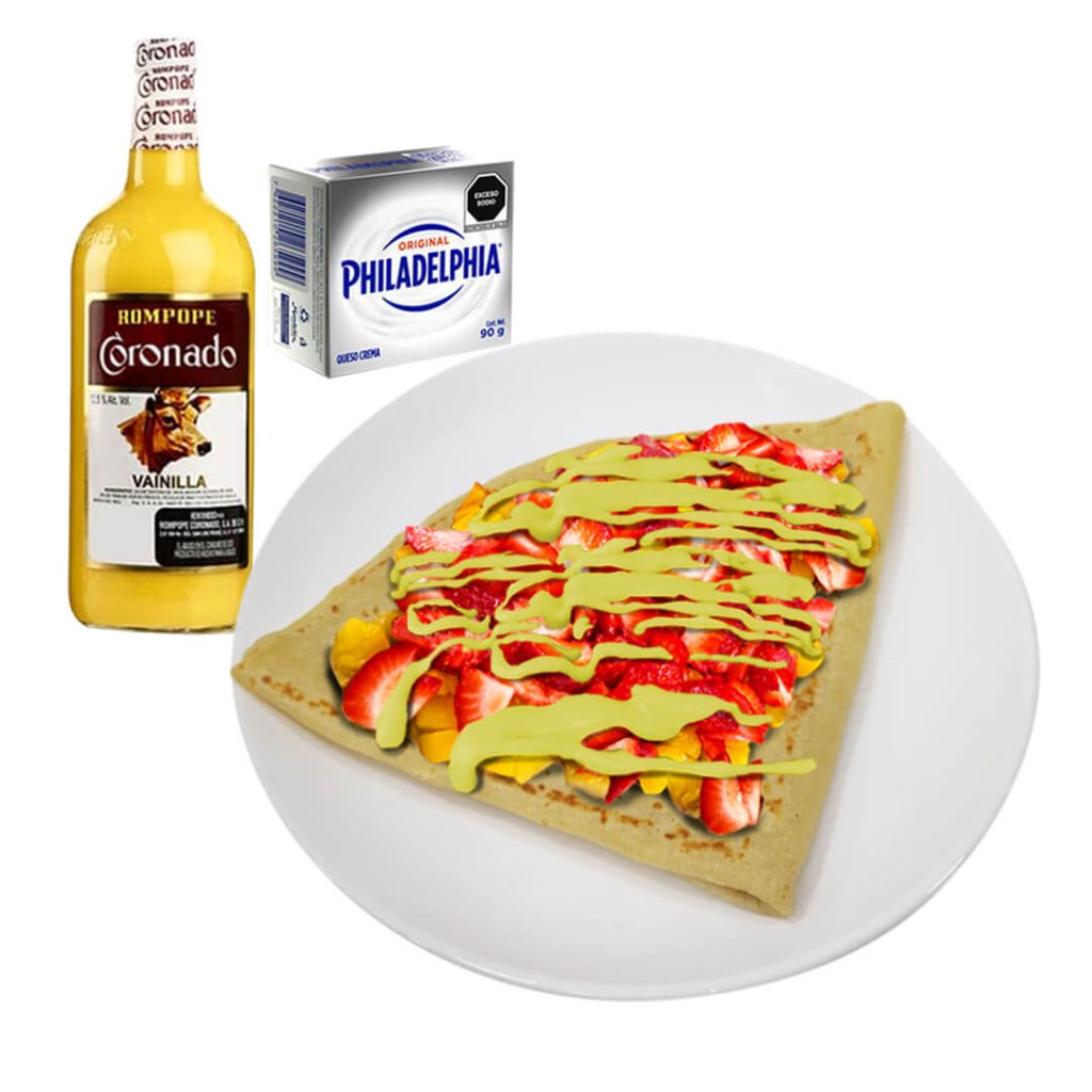 Crepa especial de Philadelphia con Fresa, Rompope y Durazno - Creps33